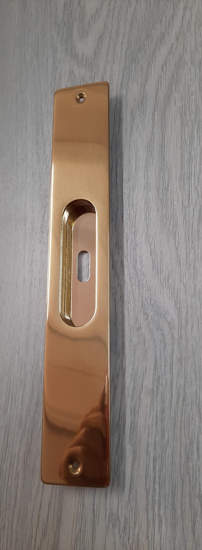 Placca lunga da incasso c/foro per porte scorrevoli - Materiale: Ottone ...