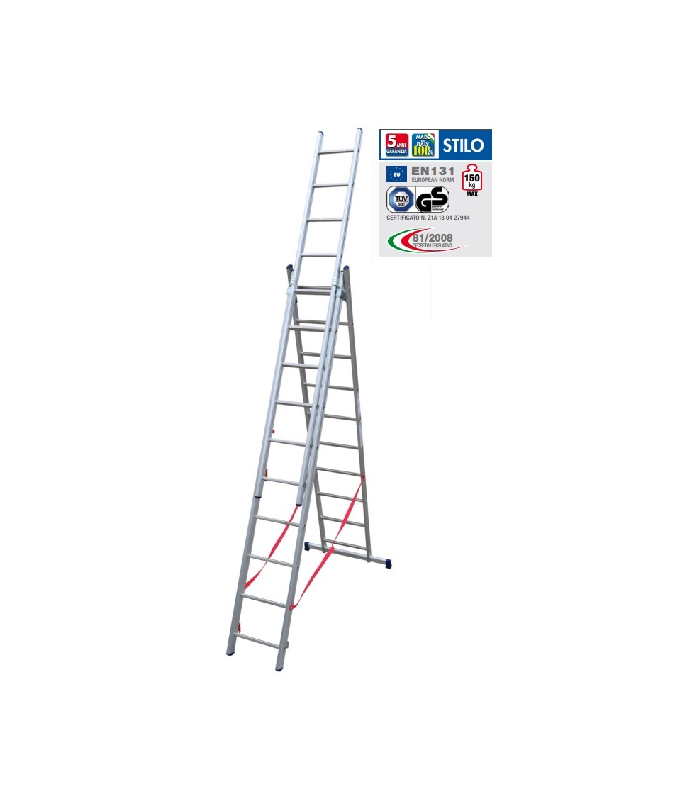 Scala 3 elementi allungabile alluminio gradini 11+11+11 SL310-3